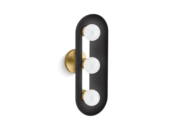 KOHLER Jabot Three-light Sconce - Black With Brass Trim