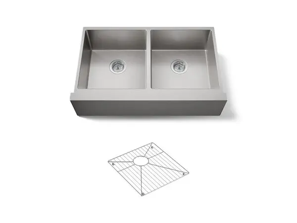 KOHLER Strive 35-1/2" Undermount Double-bowl Farmhouse Kitchen Sink With Accessories - One-color