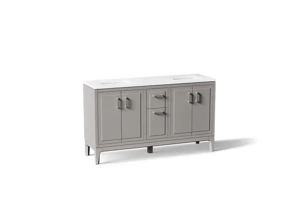 KOHLER Seer 60" Bathroom Vanity Cabinet With Sinks And Quartz Top - One-color