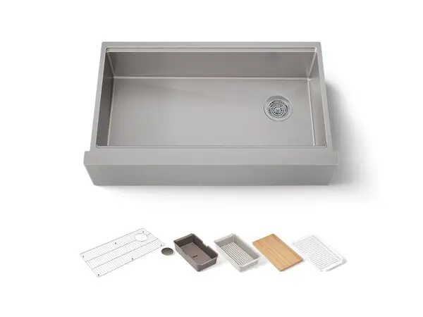 KOHLER Strive 35-1/2" Undermount Single-bowl Farmhouse Workstation Kitchen Sink - One-color