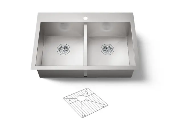 KOHLER Vault 33" Top-/undermount Double-bowl Kitchen Sink - One-color