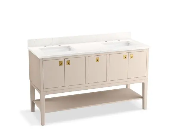 KOHLER Seagrove Studio Mcgee 60" Bathroom Vanity Cabinet With Sinks And Quartz Top - One-color