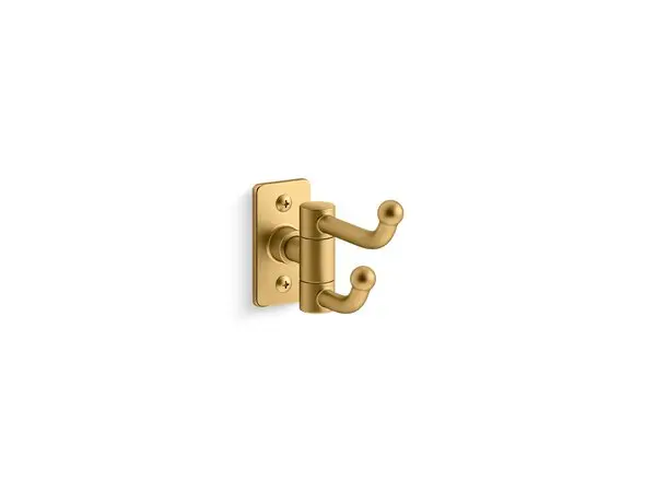 KOHLER Castia Studio Mcgee Double Robe Hook - Vibrant Brushed Moderne Brass