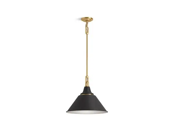 KOHLER Varla 16" Pendant - Black With Brass Trim