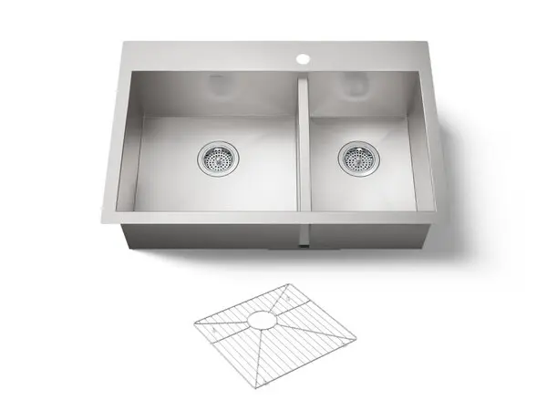 KOHLER Vault 33" Top-/undermount Double-bowl Kitchen Sink - One-color