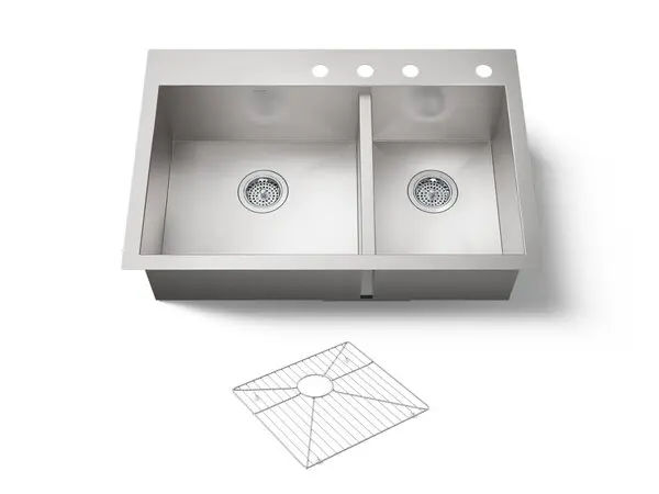 KOHLER Vault 33" Top-/undermount Double-bowl Kitchen Sink - One-color
