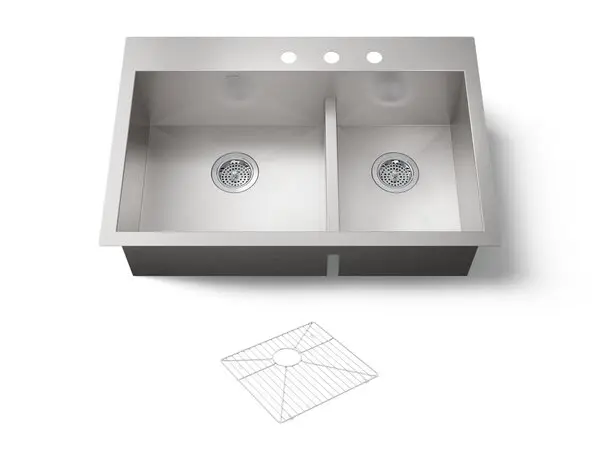 KOHLER Vault Smart Divide 33" Top-/undermount Double-bowl Kitchen Sink - One-color