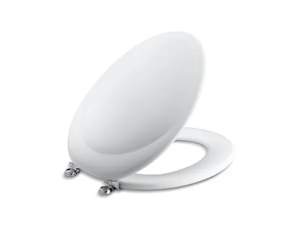 KOHLER Revival Elongated Toilet Seat With Polished Chrome Hinges - White