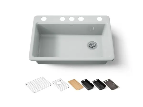 KOHLER Riverby 33" Undermount Single-bowl Workstation Kitchen Sink - One-color
