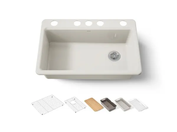 KOHLER Riverby 33" Undermount Single-bowl Workstation Kitchen Sink - One-color
