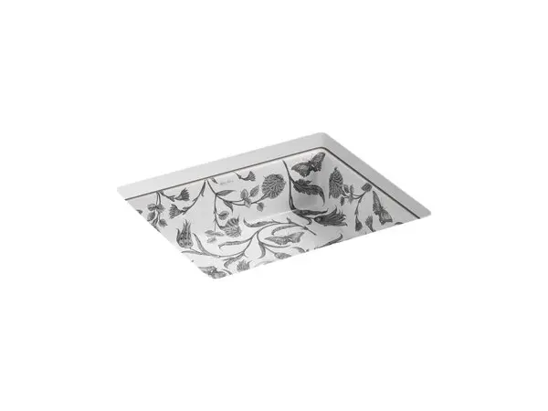 KOHLER Botanical Study Kathryn 19-3/4" Rectangular Undermount Bathroom Sink, No Overflow - One-color