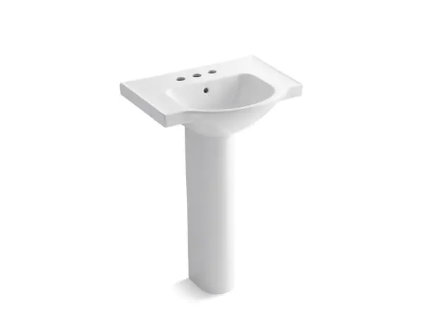 KOHLER Veer 24" Rectangular Pedestal Bathroom Sink - One-color