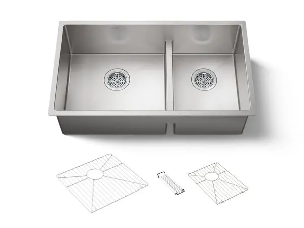 KOHLER Strive Smart Divide 32" Undermount Double-bowl Kitchen Sink - One-color