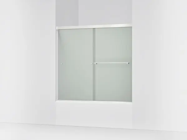 KOHLER Revel Sliding Bath Door, 55-1/2" H X 56-5/8 59-5/8" W, With 1/4" Thick Frosted Glass - One-color