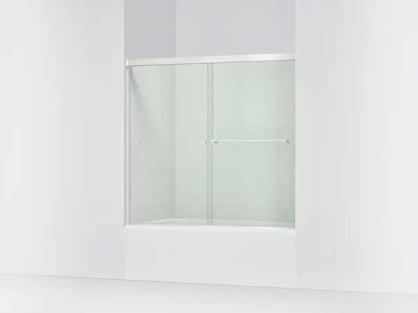 KOHLER Revel Sliding Bath Door, 55-1/2" H X 56-5/8 59-5/8" W, With 1/4" Thick Crystal Clear Glass - One-color