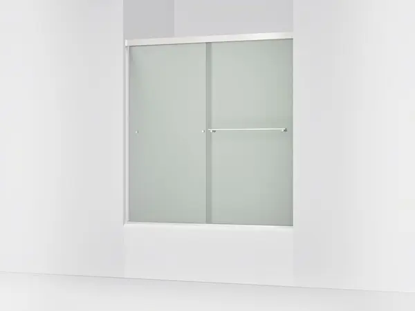 KOHLER Revel Sliding Bath Door, 62" H X 56-5/8 59-5/8" W, With 5/16" Thick Frosted Glass - One-color