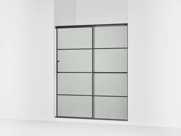 KOHLER Elate Sliding Shower Door, 75-1/2" H X 56-1/4 59-5/8" W, With Heavy 5/16" Thick Frosted Glass With Rectangular Grille Pattern - One-color