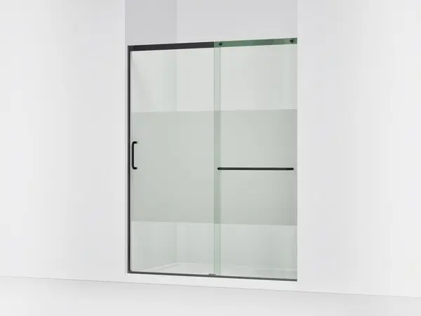 KOHLER Elate Sliding Shower Door, 75-1/2" H X 56-1/4 59-5/8" W, With Heavy 5/16" Thick Crystal Clear Glass With Privacy Band - One-color