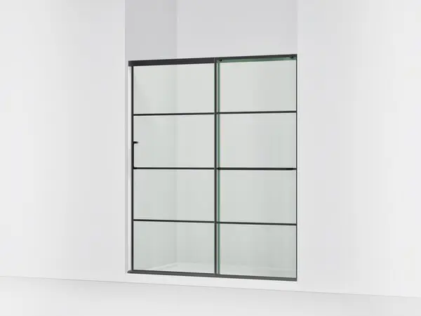 KOHLER Elate Sliding Shower Door, 75-1/2" H X 62-1/4 65-5/8" W, With Heavy 5/16" Thick Crystal Clear Glass With Rectangular Grille Pattern - One-color