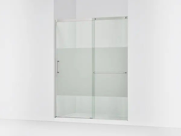 KOHLER Elate Sliding Shower Door, 75-1/2" H X 62-1/4 65-5/8" W With Heavy 5/16" Thick Crystal Clear Glass With Privacy Band - One-color