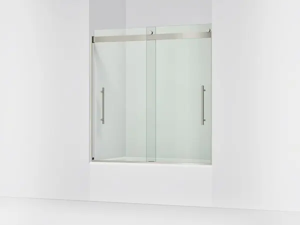 KOHLER Levity Plus Frameless Sliding Bath Door, 61-9/16" H X 56-5/8 59-5/8" W, With 5/16"-thick Crystal Clear Glass - One-color