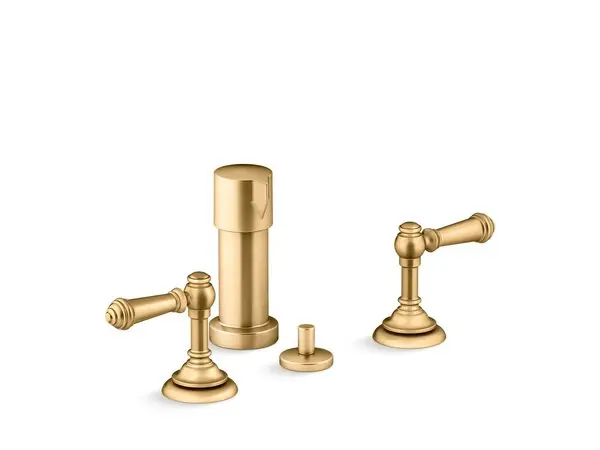 KOHLER Artifacts Widespread Bidet Faucet With Lever Handles - Vibrant Brushed Moderne Brass