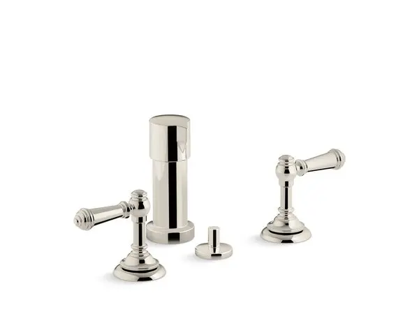 KOHLER Artifacts Widespread Bidet Faucet With Lever Handles - Vibrant Polished Nickel