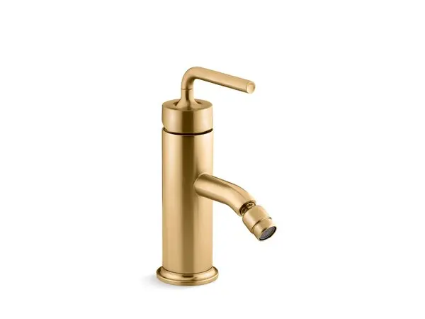 KOHLER Purist Horizontal Swivel Spray Aerator Bidet Faucet With Straight Lever Handle - Vibrant Brushed Moderne Brass