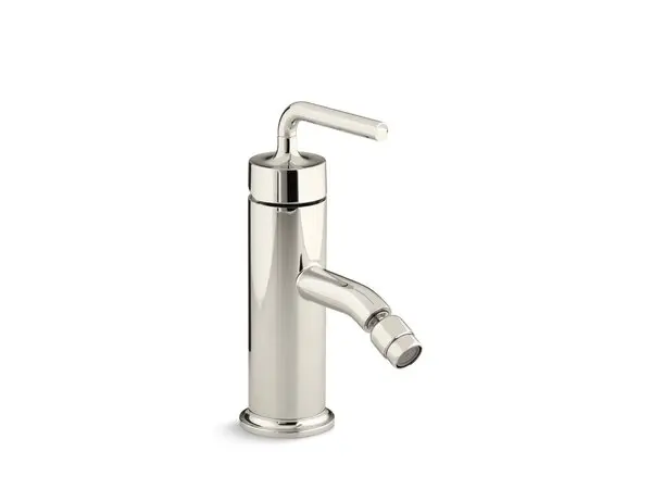 KOHLER Purist Horizontal Swivel Spray Aerator Bidet Faucet With Straight Lever Handle - Vibrant Polished Nickel