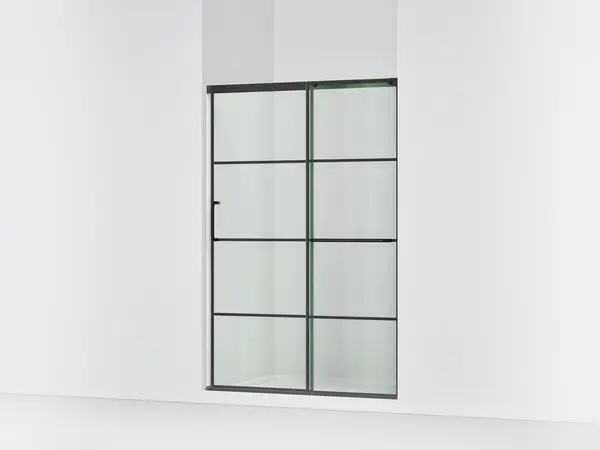 KOHLER Elate Sliding Shower Door, 70-1/2" H X 50-1/4 53-5/8" W, With 1/4" Thick Crystal Clear Glass With Rectangular Grille Pattern - One-color