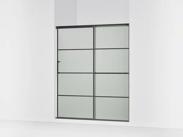 KOHLER Elate Sliding Shower Door, 70-1/2" H X 56-1/4 59-5/8" W, With 1/4" Thick Frosted Glass With Rectangular Grille Pattern - One-color