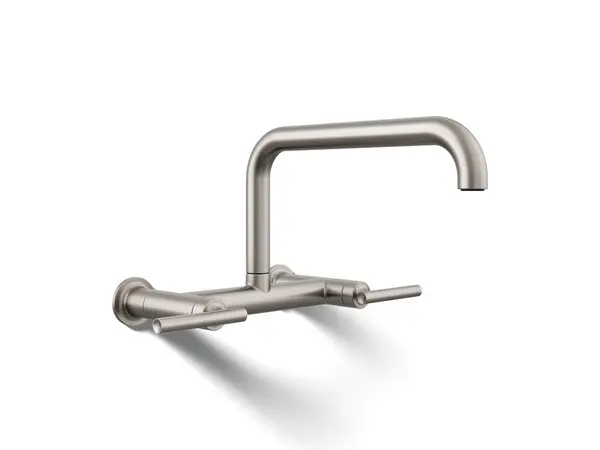 KOHLER Purist Two-hole Wall-mount Bridge Kitchen Sink Faucet - One-color