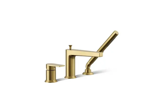 KOHLER Taut Deck-mount Bath Faucet With Handshower - Vibrant Brushed Moderne Brass