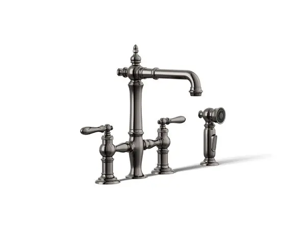 KOHLER Artifacts Three-hole Bridge Bar Sink Faucet With Side Sprayer - One-color