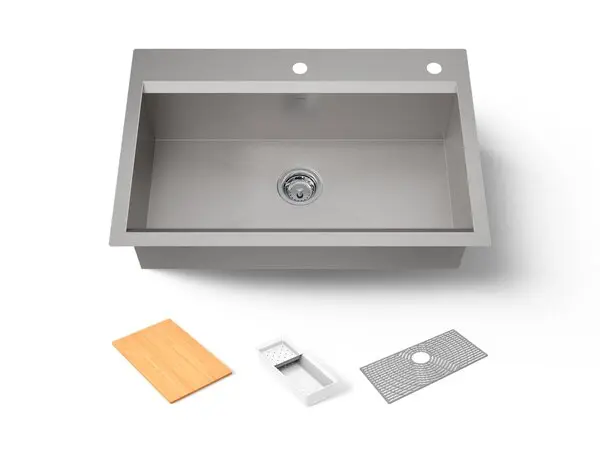 KOHLER Task 33" Top-/undermount Single-bowl Workstation Kitchen Sink - One-color