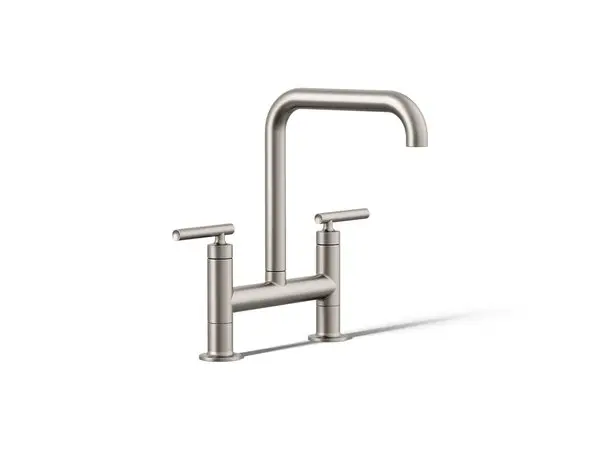 KOHLER Purist Two-hole Bridge Kitchen Sink Faucet - One-color