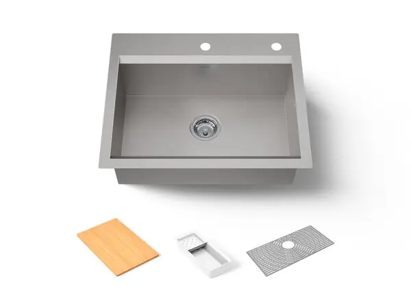 KOHLER Task 27" Top-/undermount Single-bowl Workstation Kitchen Sink - One-color