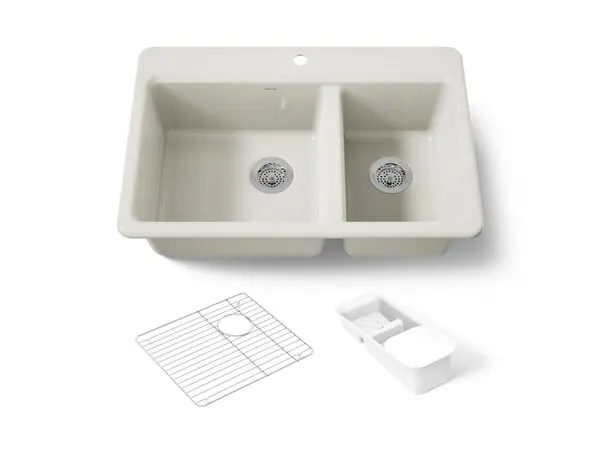KOHLER Riverby 33" Top-mount Double-bowl Workstation Kitchen Sink - One-color