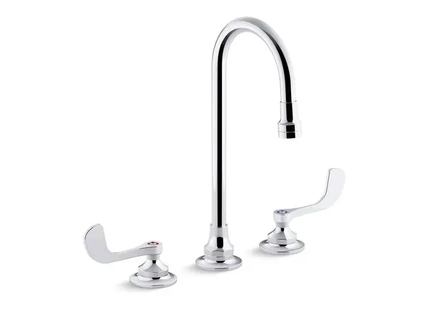 KOHLER Triton Bowe 0.5 Gpm Widespread Bathroom Sink Faucet With Laminar Flow, Gooseneck Spout And Wristblade Handles, Drain Not Included - One-color