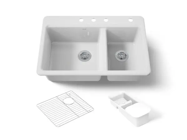 KOHLER Riverby 33" Top-mount Double-bowl Workstation Kitchen Sink - One-color