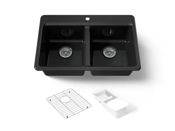 KOHLER Riverby 33" Top-mount Double-bowl Workstation Kitchen Sink - One-color