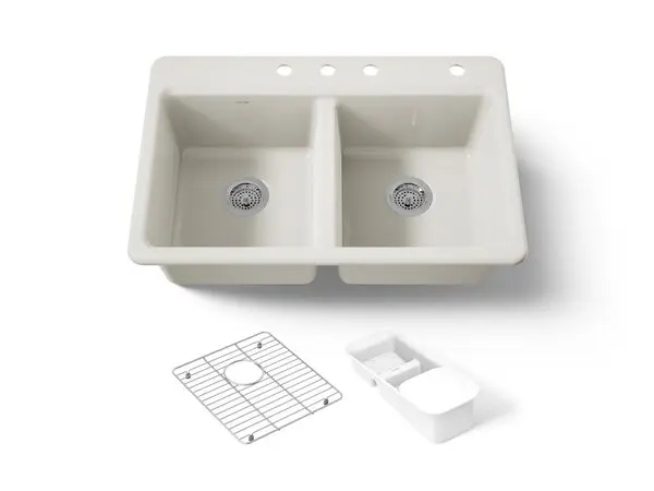 KOHLER Riverby 33" Top-mount Double-bowl Workstation Kitchen Sink - One-color