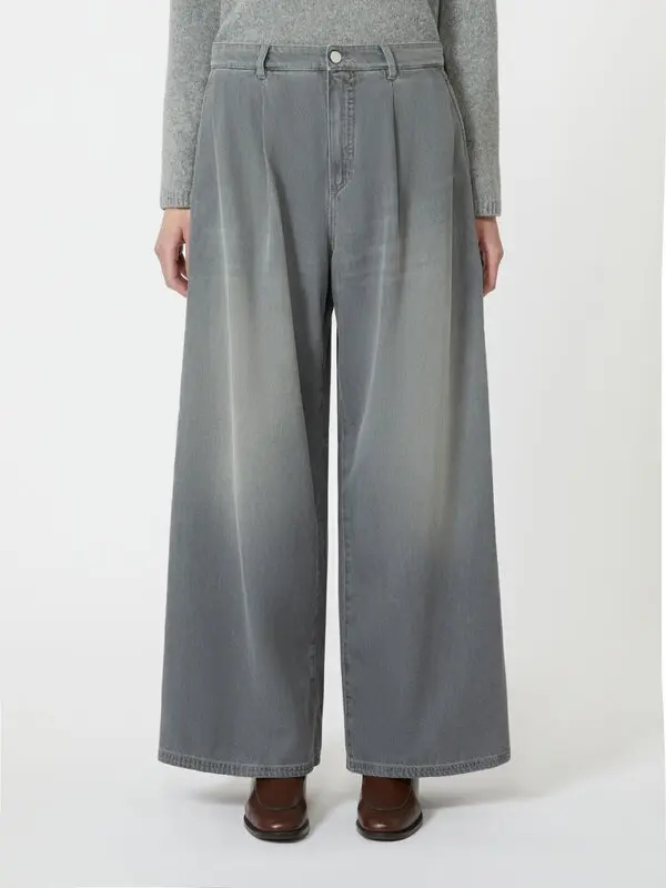 Max Mara Cotton And Viscose Denim Wide-leg Trousers