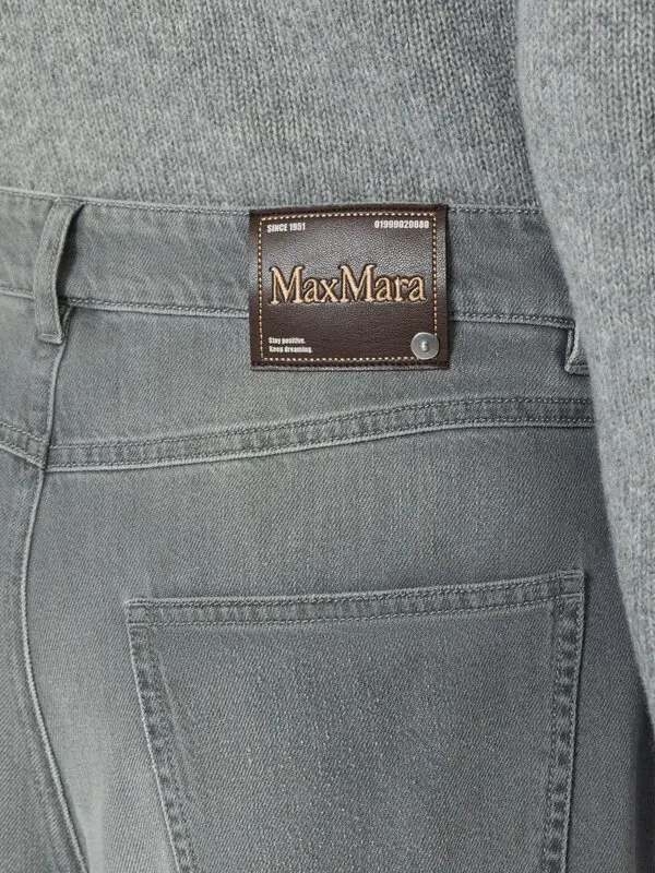 Max Mara Cotton And Viscose Denim Wide-leg Trousers