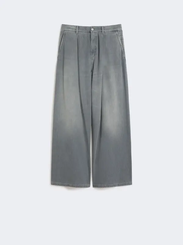 Max Mara Cotton And Viscose Denim Wide-leg Trousers