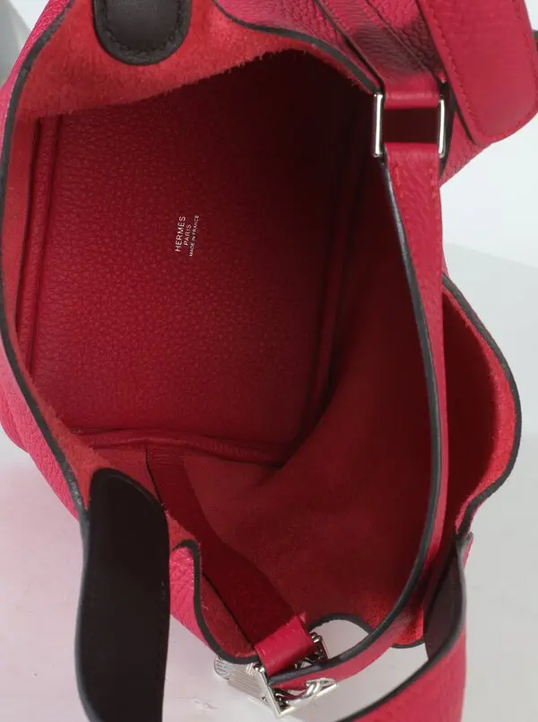 Hermès Framboise Rouge Sellier Clemence Eclat Picotin 18 Phw
