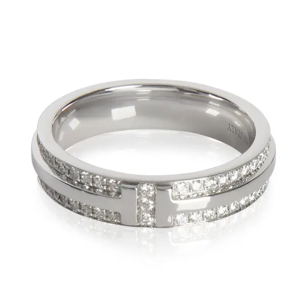 Tiffany & Co. White Gold Diamond T Narrow Band - White_gold