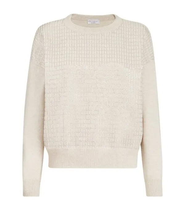Brunello Cucinelli Sequin-embellished Crew-neck Sweater - Beige