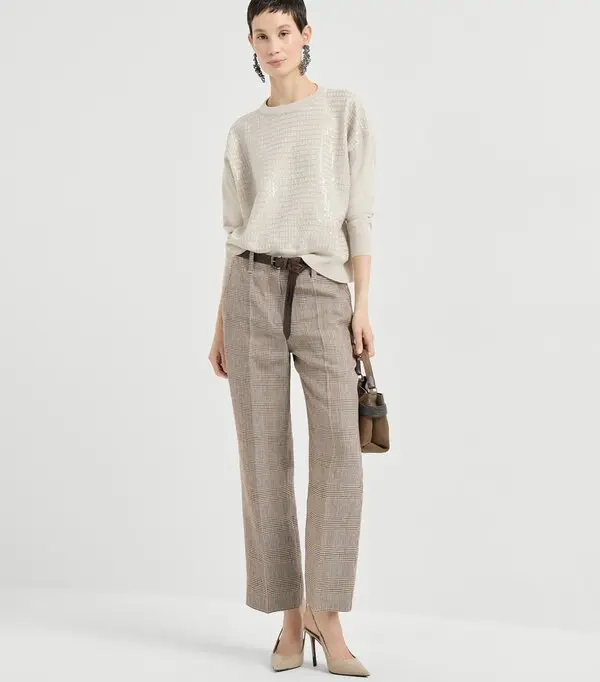 Brunello Cucinelli Sequin-embellished Crew-neck Sweater - Beige
