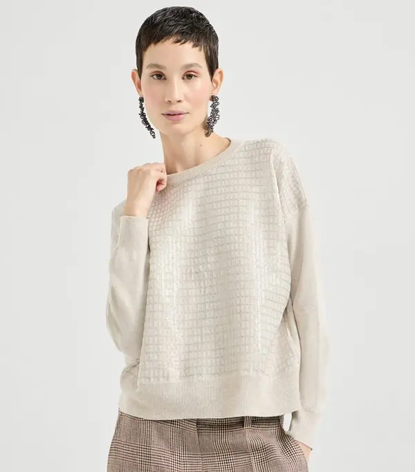 Brunello Cucinelli Sequin-embellished Crew-neck Sweater - Beige